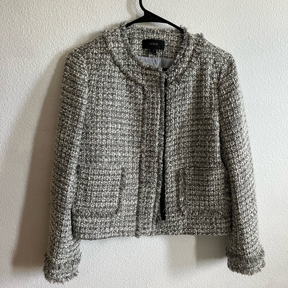 Jcrew Cropped Tweed Jacket - Gem